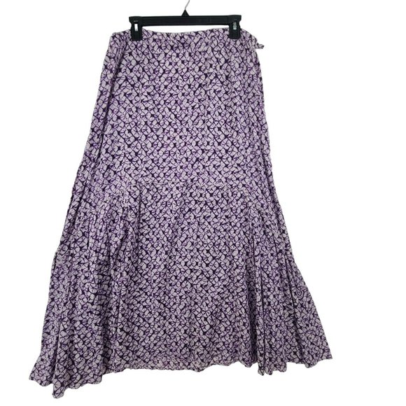 Talbots | Skirts | Talbots Womens Maxi Skirt Purple White Tie Dye ...